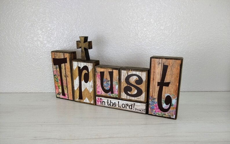 Wood Trust in the Lord Sign Wood Blocks Religious Blocks - Etsy