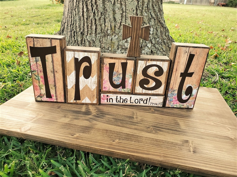 Wood Trust in the Lord Sign Wood Blocks Religious Blocks - Etsy