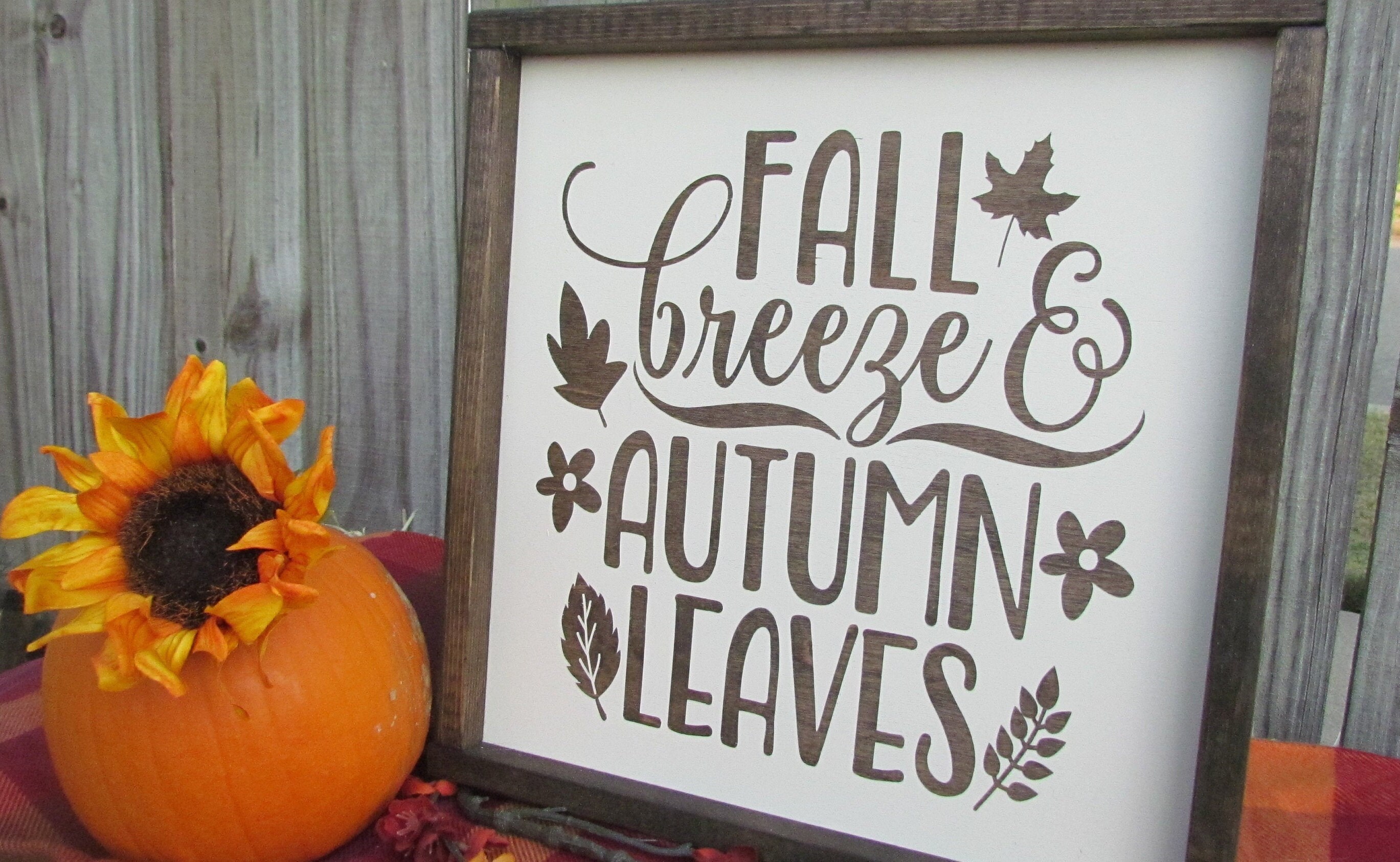 Fall Breeze & Autumn Leaves Sign - Farmhouse Fall - Rustic Sign - Fall ...