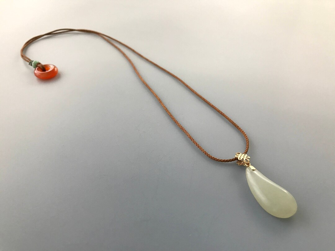 Nephrite Jade Necklace, Antique Orange Carnelian Donut Necklace, 18K ...