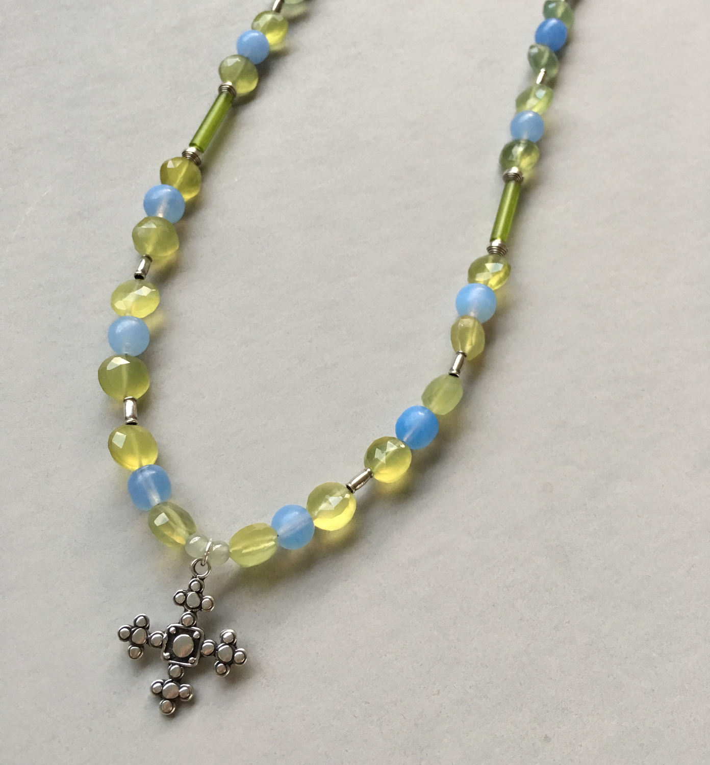 Blauwe agaat ketting, gele Chalcedoon ketting, Jade ketting 925 ...