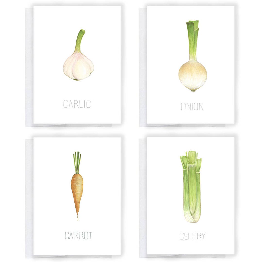 Veggie Greeting Cards Four Pack - Etsy