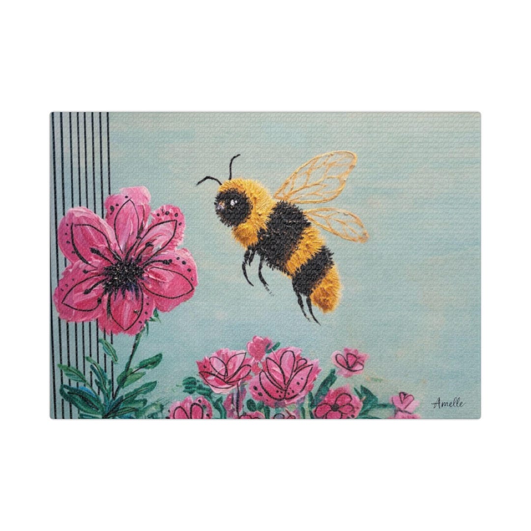 Bumblebee Floral Painting Satin Canvas - Etsy