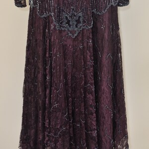 Vintage Beaded Lace Dress Maroon / Women Large / 80s 1990s Eggplant ...