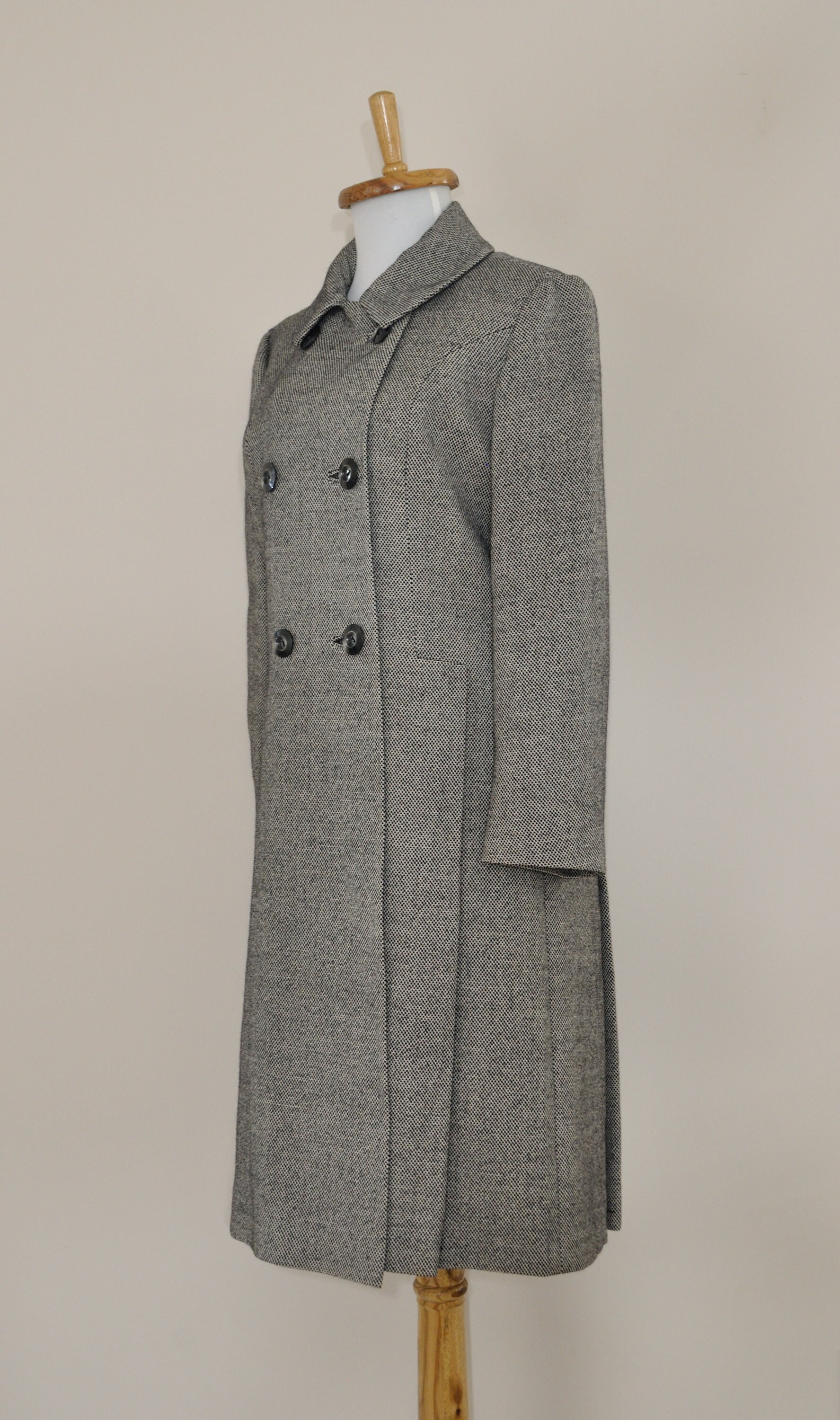 1960s Mod Double Breasted Coat / Small Medium Women / Vintage 60s Gray ...