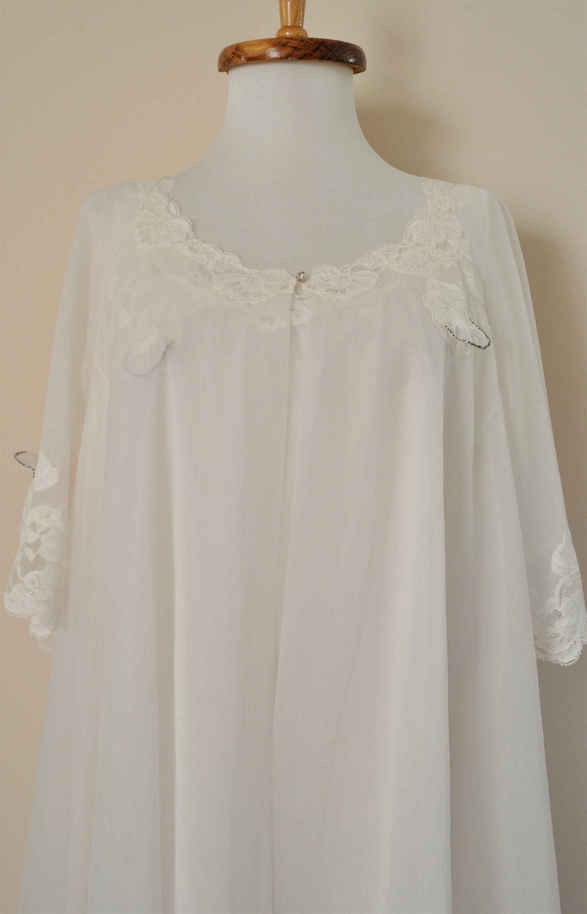 Vintage Lingerie Set Peignoir Dress / Medium Women / 1960s Lace Beaded ...