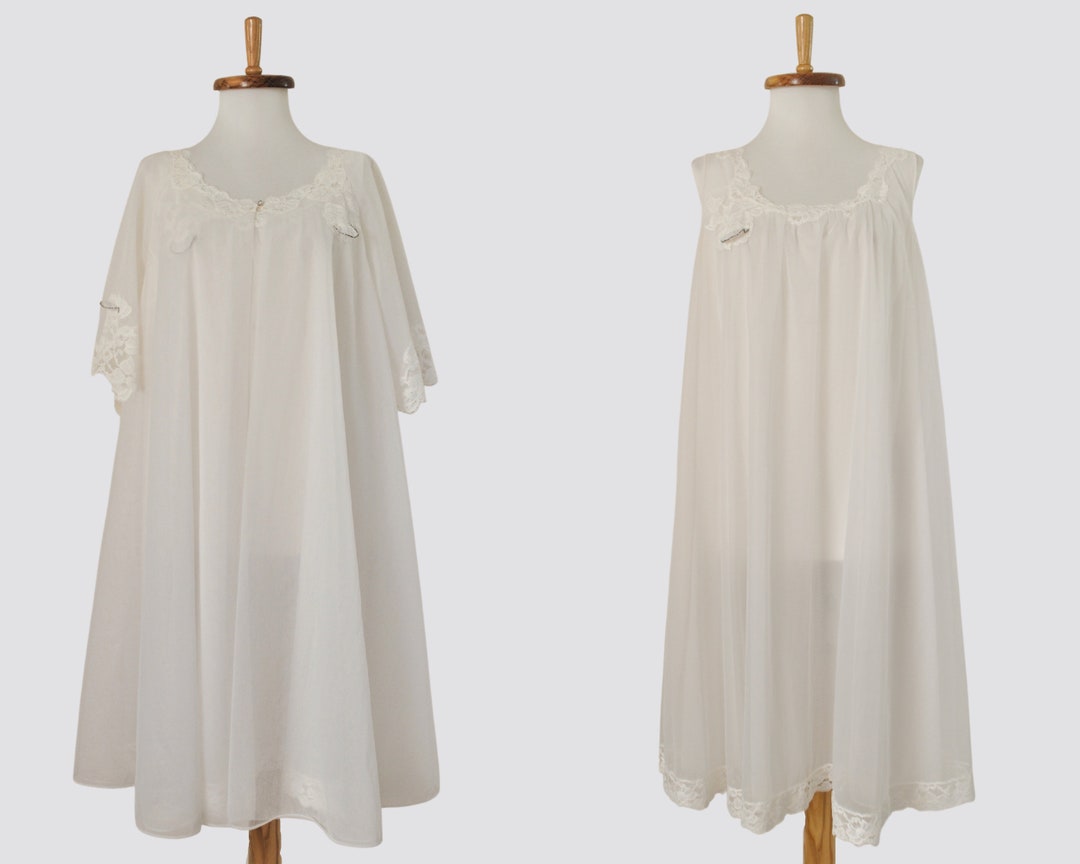 Vintage Lingerie Set Peignoir Dress / Medium Women / 1960s Lace Beaded ...