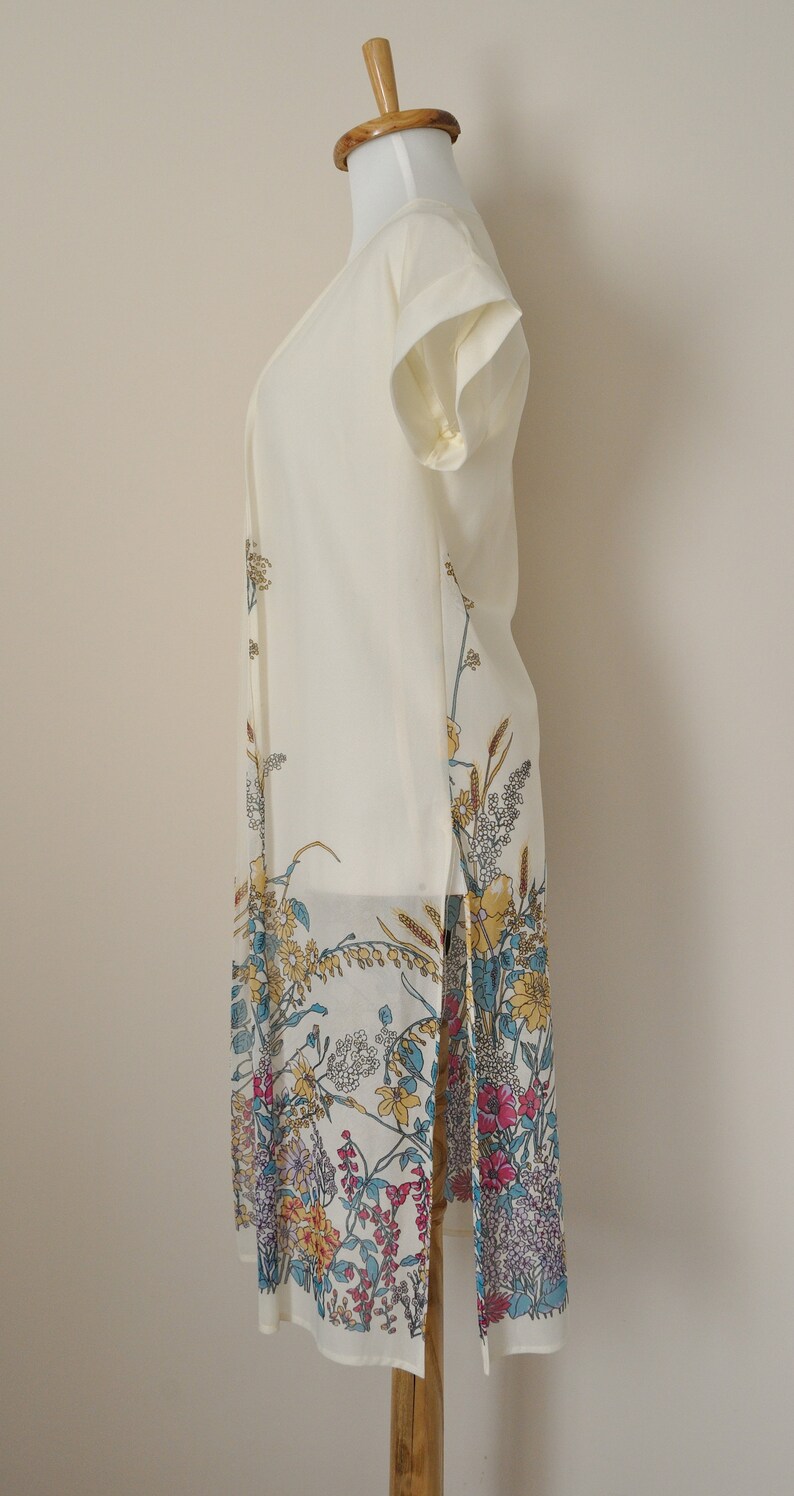Vintage Floral Duster / 80s 90s Sheer Swim Suit Beach Cover up Vest ...