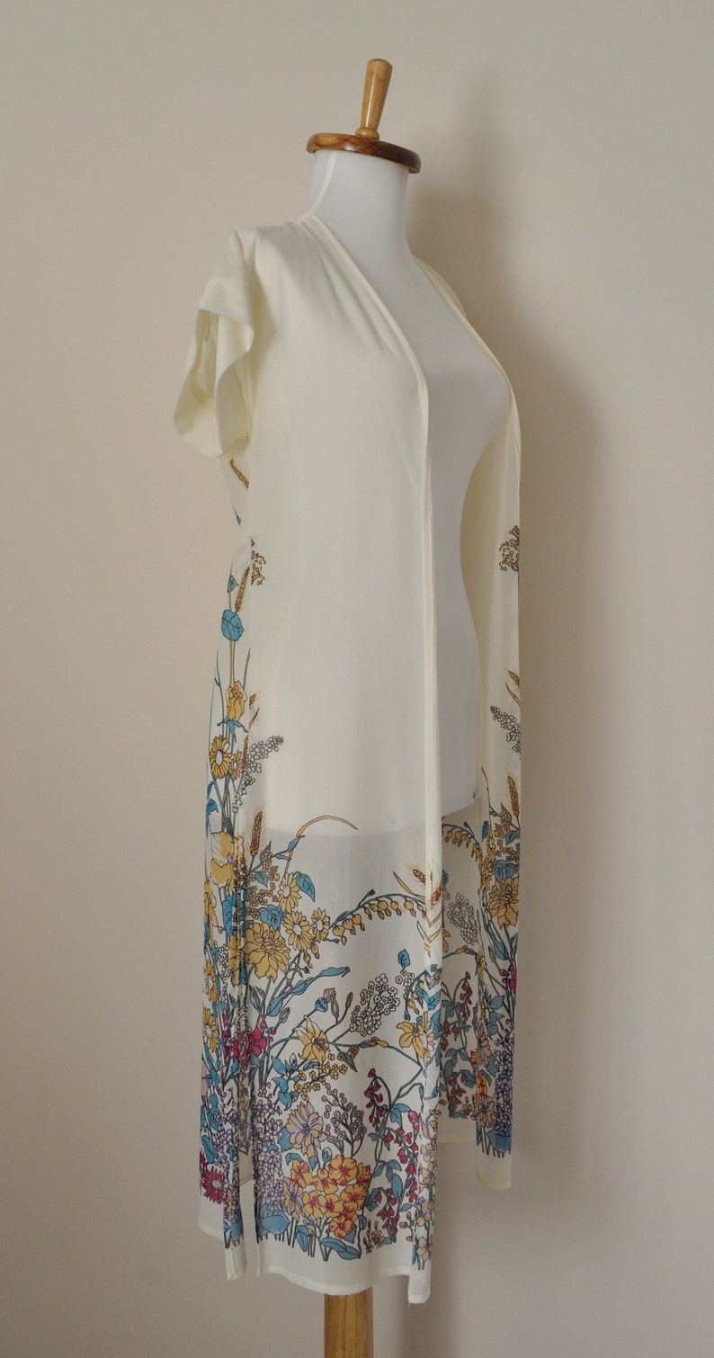 Vintage Floral Duster / 80s 90s Sheer Swim Suit Beach Cover up Vest ...