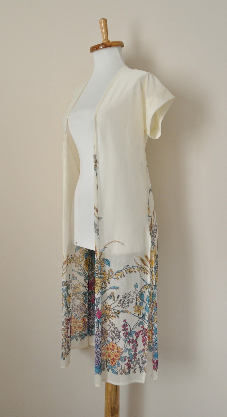 Vintage Floral Duster / 80s 90s Sheer Swim Suit Beach Cover up Vest ...