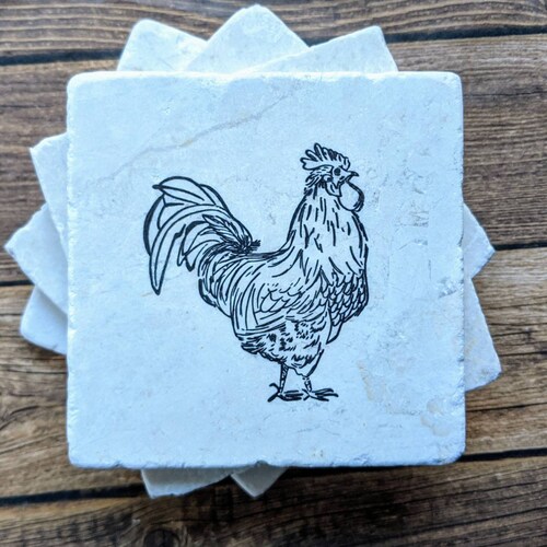 Rooster Stone Coasters Rooster Farmhouse Decor Rooster | Etsy