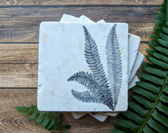 Fern Stone Coasters Fern Home Decor House Plant Gift Plant - Etsy