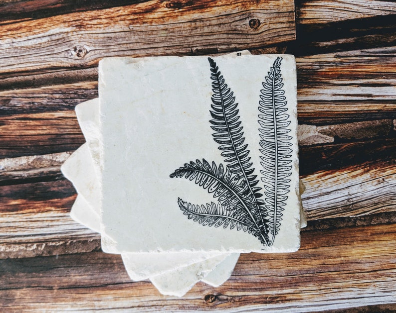Fern Stone Coasters Fern Home Decor House Plant Gift Plant - Etsy