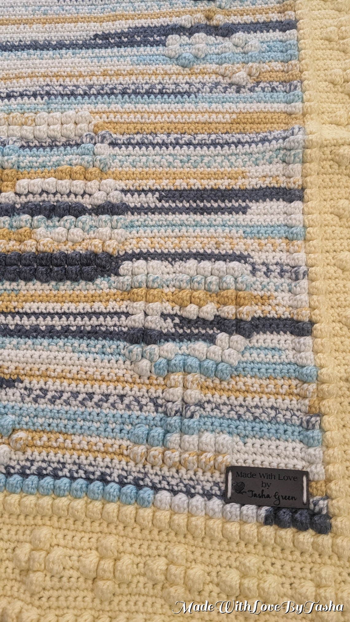 Handmade Crochet Baby Blanket - "baby" (blue/yellow Multi & Yellow) - Etsy