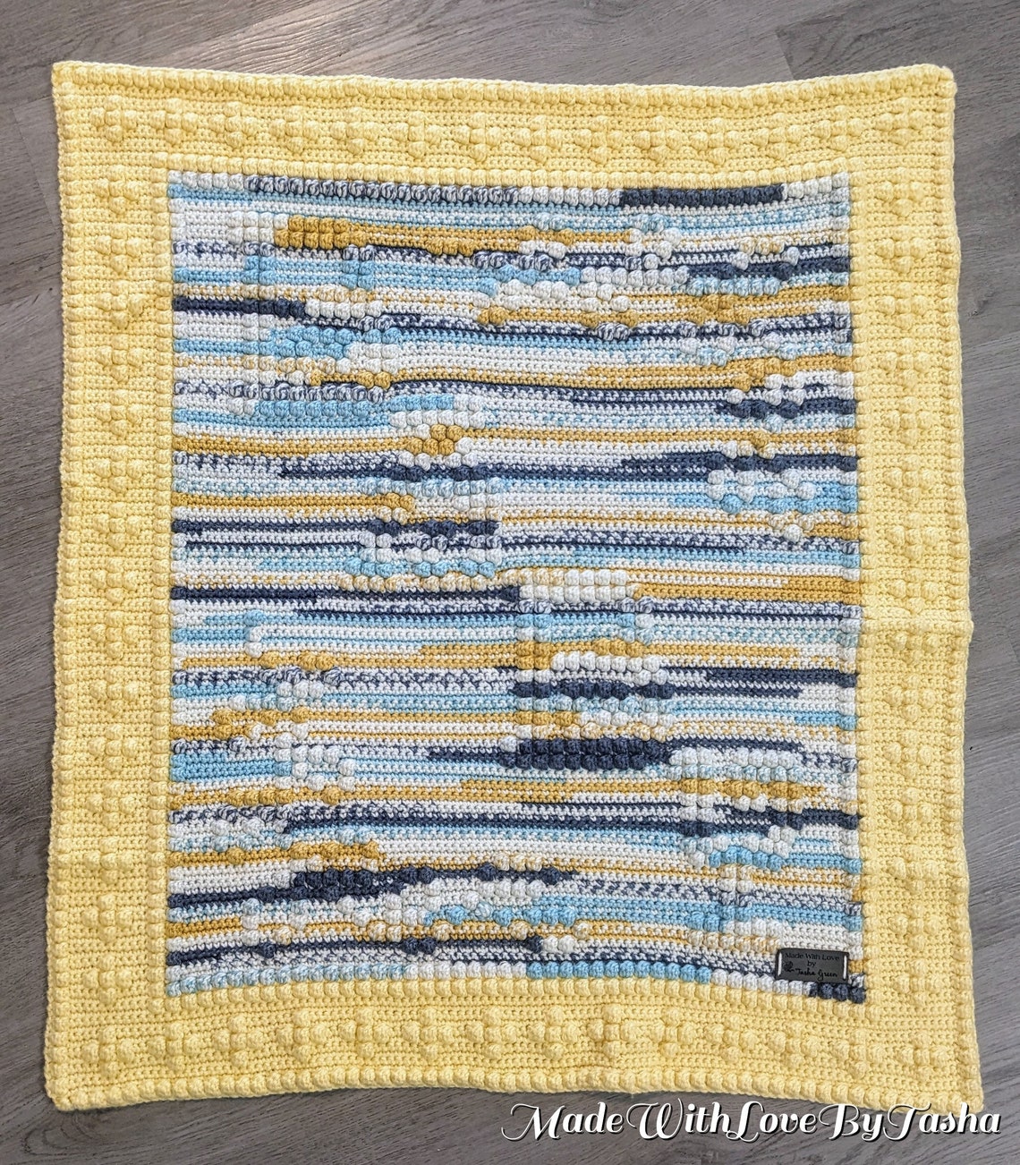 Handmade Crochet Baby Blanket - "baby" (blue/yellow Multi & Yellow) - Etsy