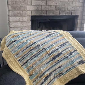 Handmade Crochet Baby Blanket - "baby" (blue/yellow Multi & Yellow) - Etsy