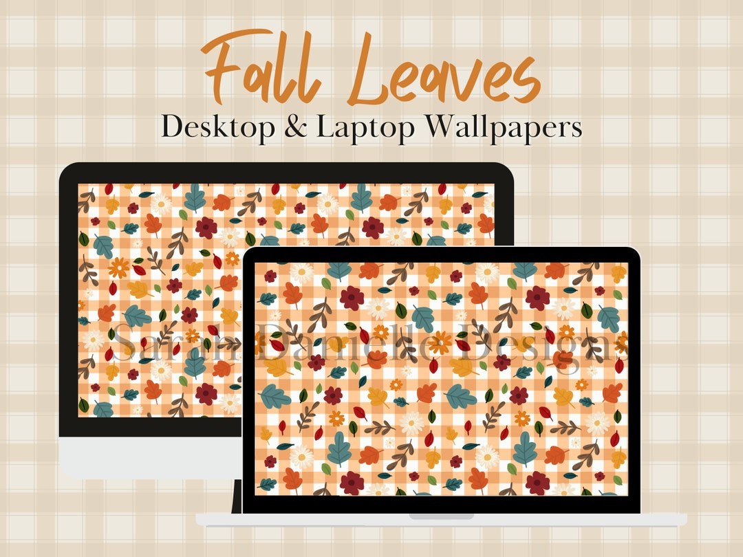 Fall Leaves Desktop Background | Fall Plaid Leaves Laptop Wallpaper ...