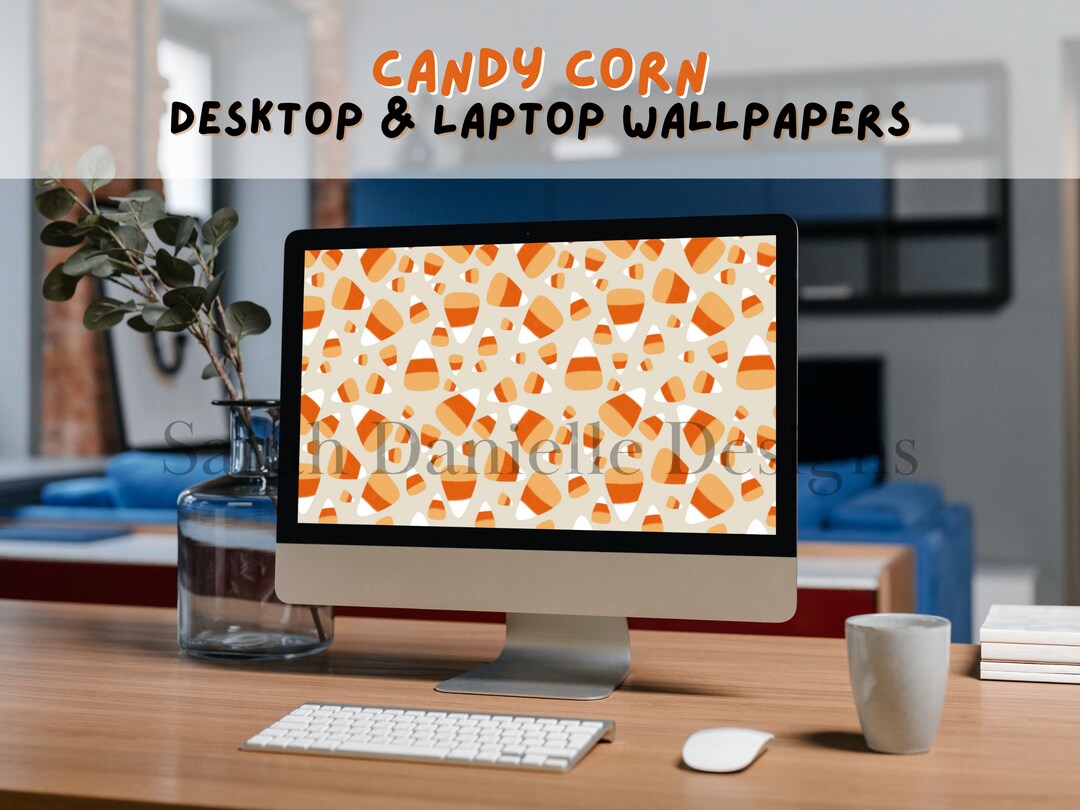 Candy Corn Desktop Background | Cute Halloween Laptop Wallpaper Digital ...