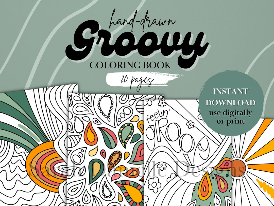 Groovy Coloring Book | Digital Coloring Pages | Self Care Coloring ...