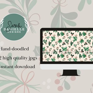 Christmas Holly Desktop Background | Holiday Laptop Wallpaper Digital ...