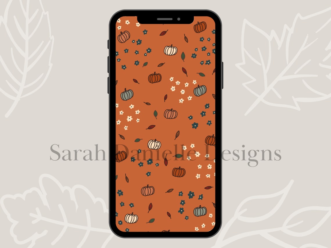 Pumpkins & Fall Leaves Phone Wallpaper Design Phone - Etsy
