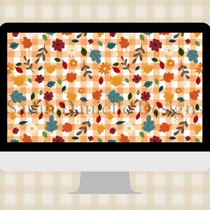 Fall Leaves Plaid Desktop Wallpaper | Autumn Laptop Background (digital ...