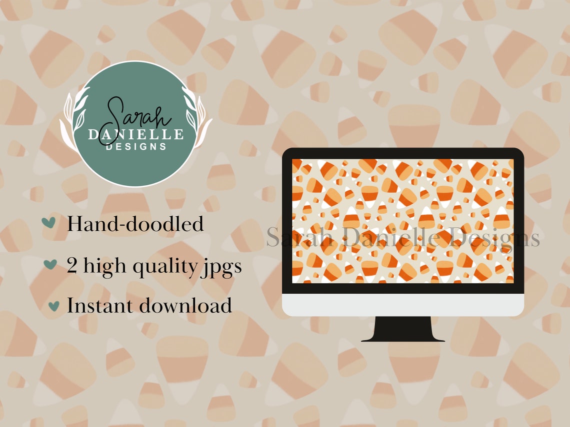 Candy Corn Desktop Background Cute Halloween Laptop - Etsy