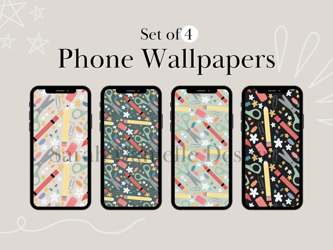 Back to School Phone Wallpaper | School Supplies Phone Backgrounds ...