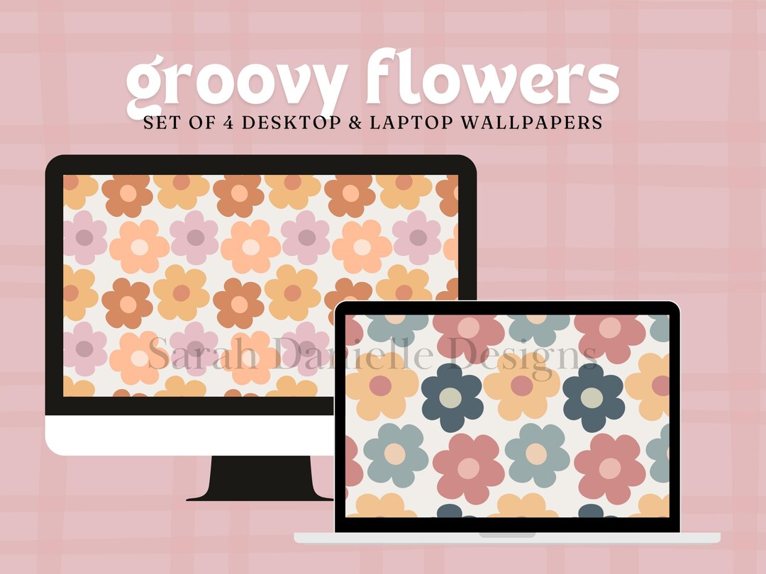 Groovy Flowers Desktop Background | Colorful Floral Laptop Wallpaper ...