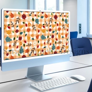 Fall Leaves Plaid Desktop Wallpaper | Autumn Laptop Background (digital ...
