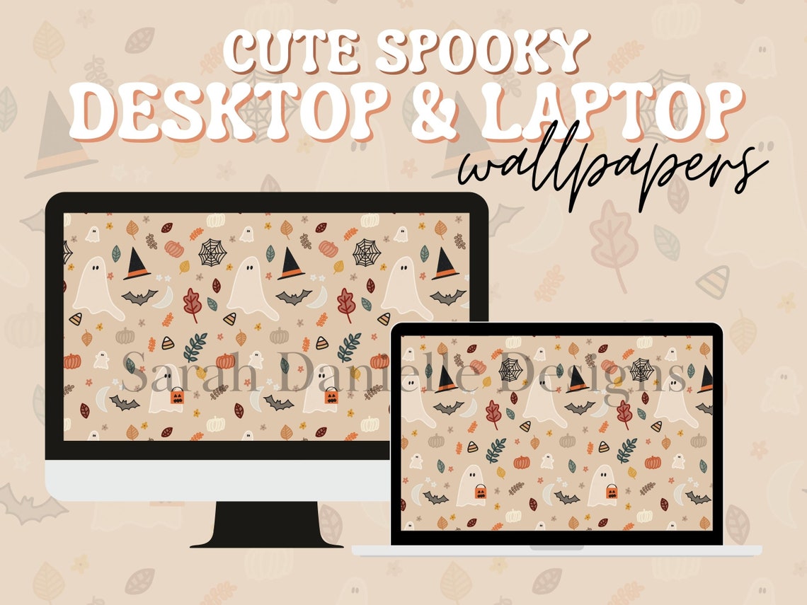 Halloween Desktop Background Cute Spooky Laptop Wallpaper - Etsy