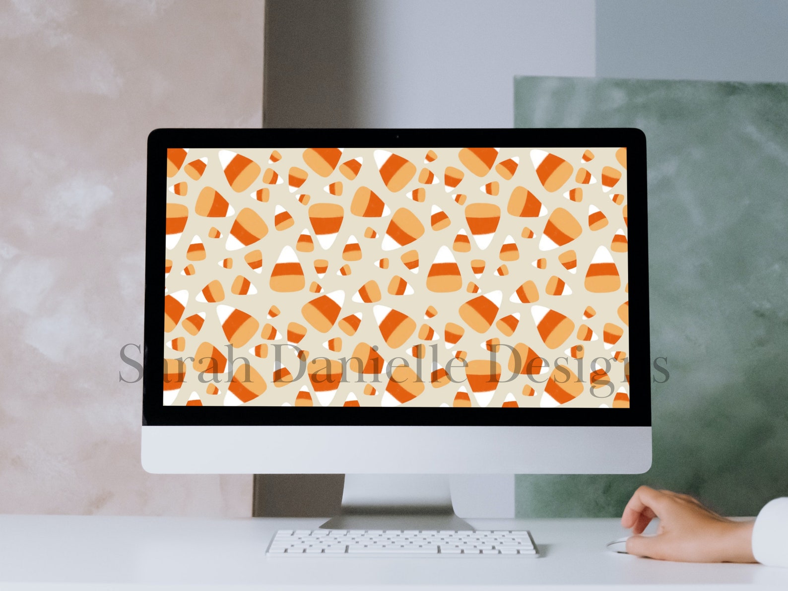Candy Corn Desktop Background Cute Halloween Laptop - Etsy