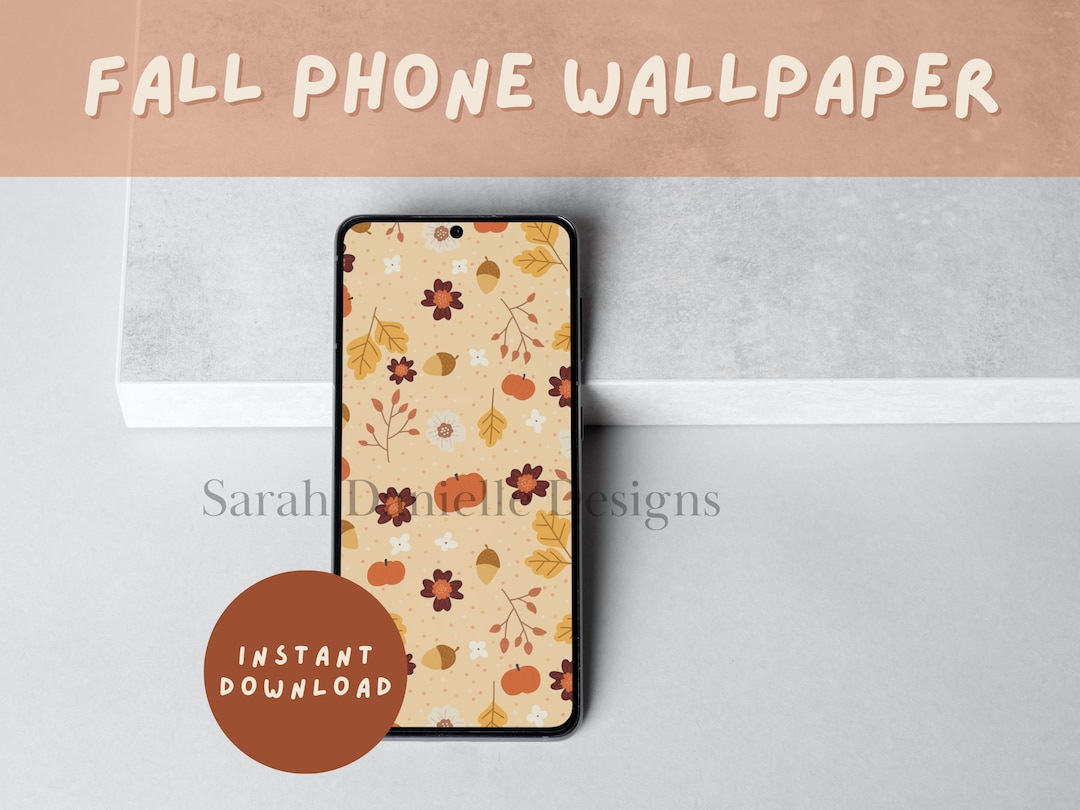 Colorful Fall Leaves Phone Wallpaper | Autumn Phone Background Digital ...