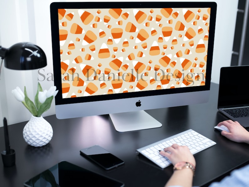 Candy Corn Desktop Background Cute Halloween Laptop - Etsy