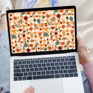 Fall Leaves Desktop Background | Fall Plaid Leaves Laptop Wallpaper ...