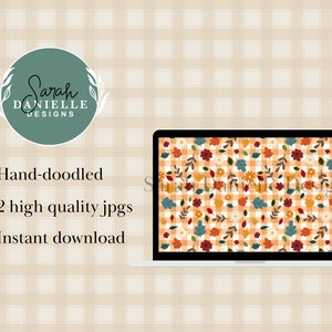 Fall Leaves Plaid Desktop Wallpaper | Autumn Laptop Background (digital ...