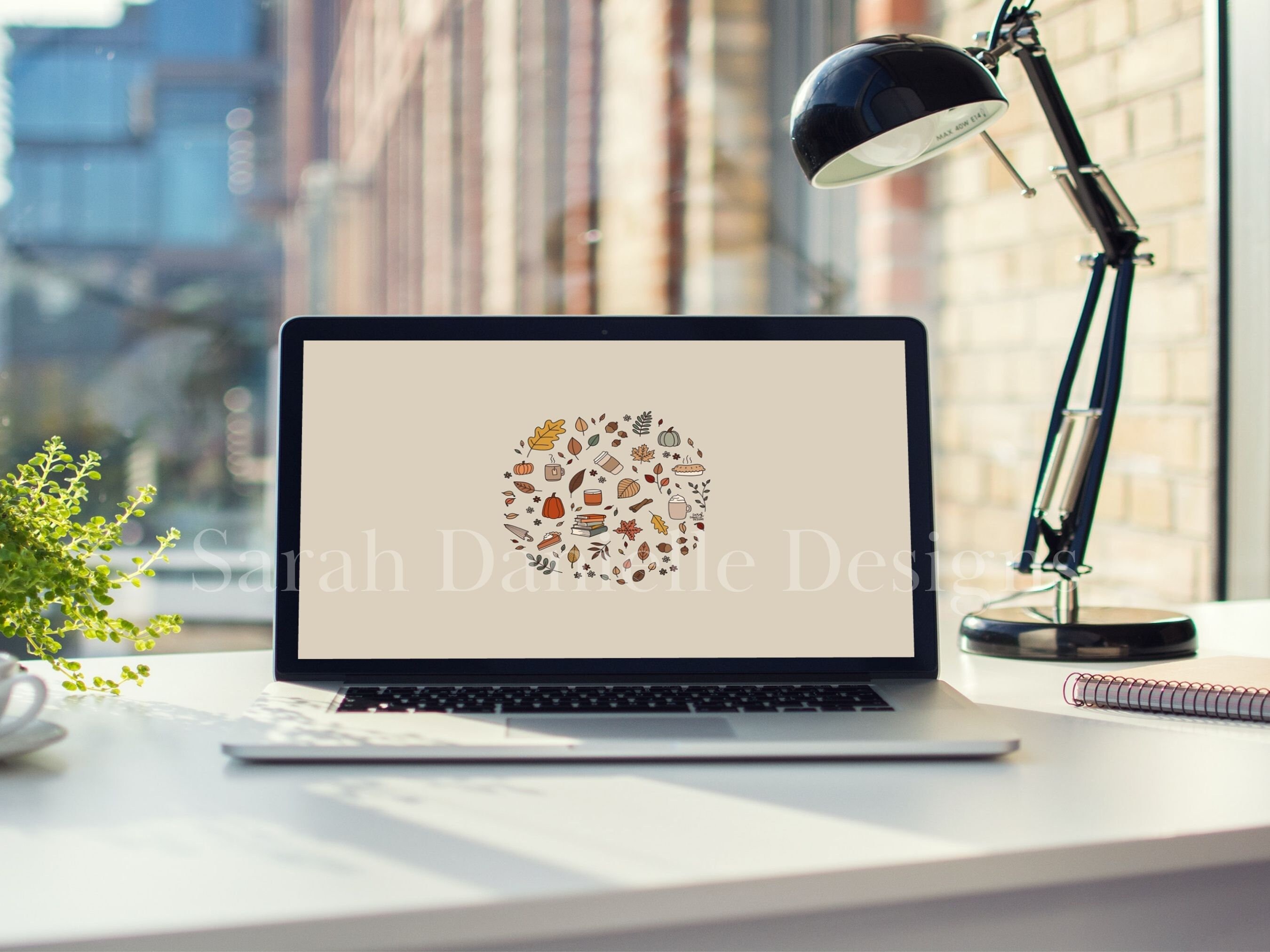 Autumn Doodles Desktop Background Minimal Fall Laptop - Etsy