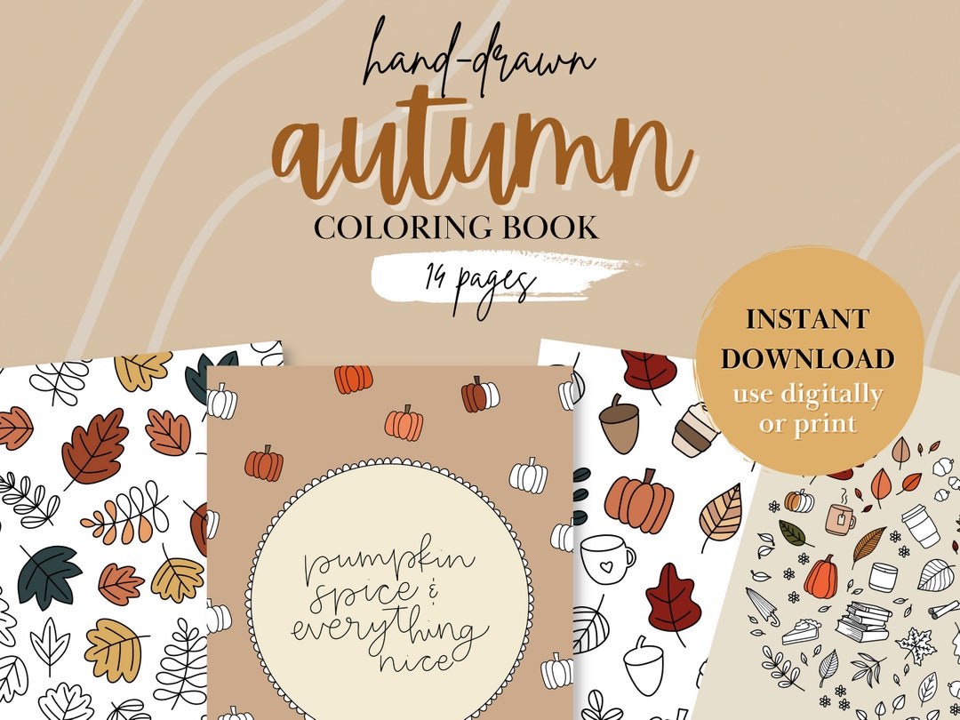Autumn & Fall Coloring Book | Digital Coloring Pages | Self Care ...
