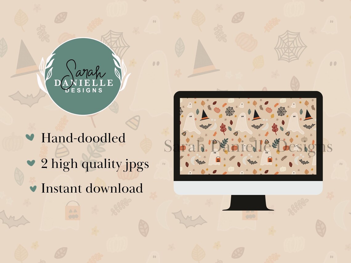 Halloween Desktop Background Cute Spooky Laptop Wallpaper - Etsy