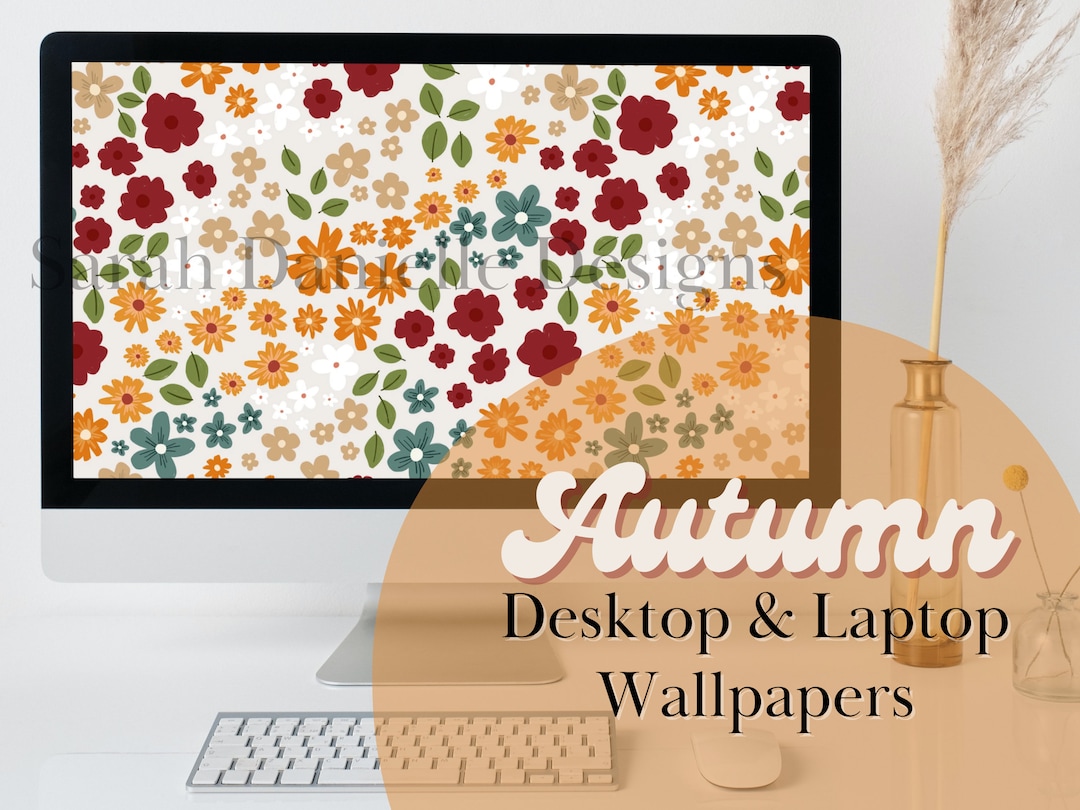 Autumn Florals Desktop Background | Fall Leaves Laptop Wallpaper ...