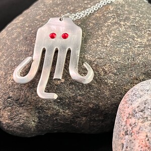 Octopus Necklace Made Out of a Silverware Fork With Red Swarovski ...