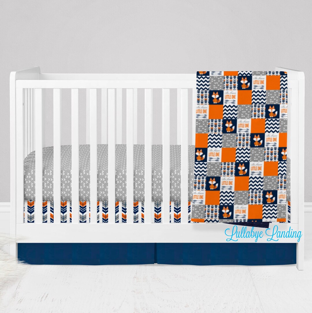 Fox Crib Bedding Set, Fox Nursery Set, Fox Patchwork Quilt, Modern Baby ...