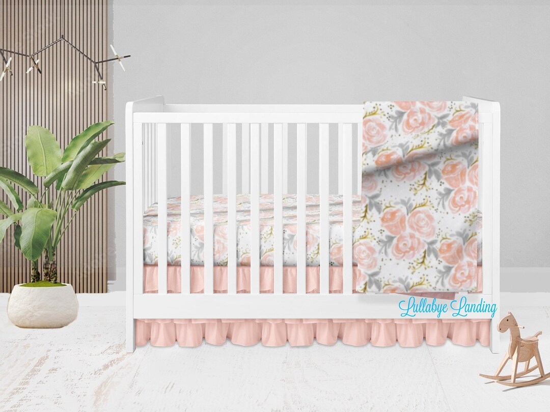 Princess Blush Rose Crib Bedding Set - Pink Blush Floral Girl Bedding ...