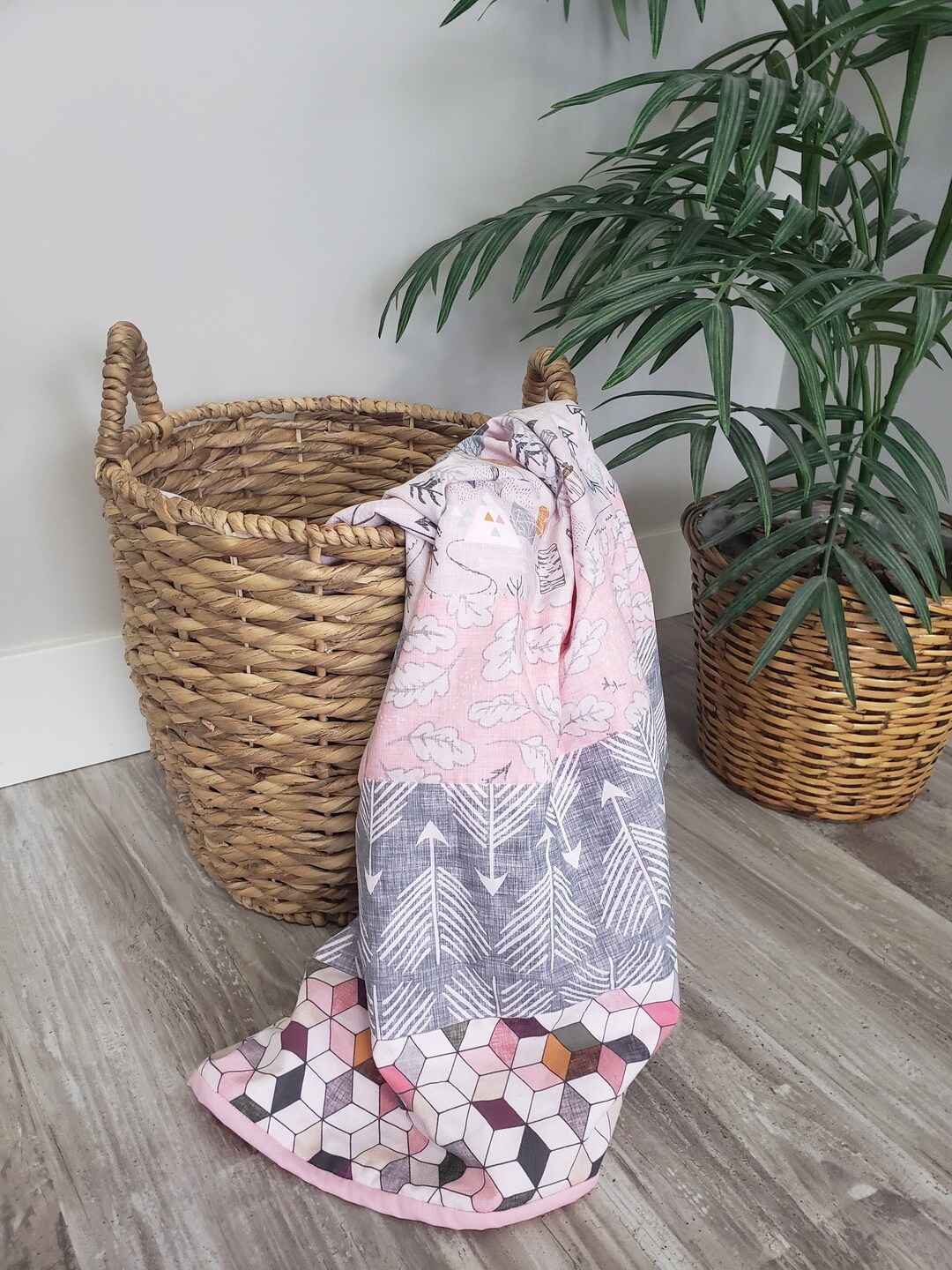 Adventure Awaits Baby Girl Quilt, Mountains Striped Quilt, Arrows ...