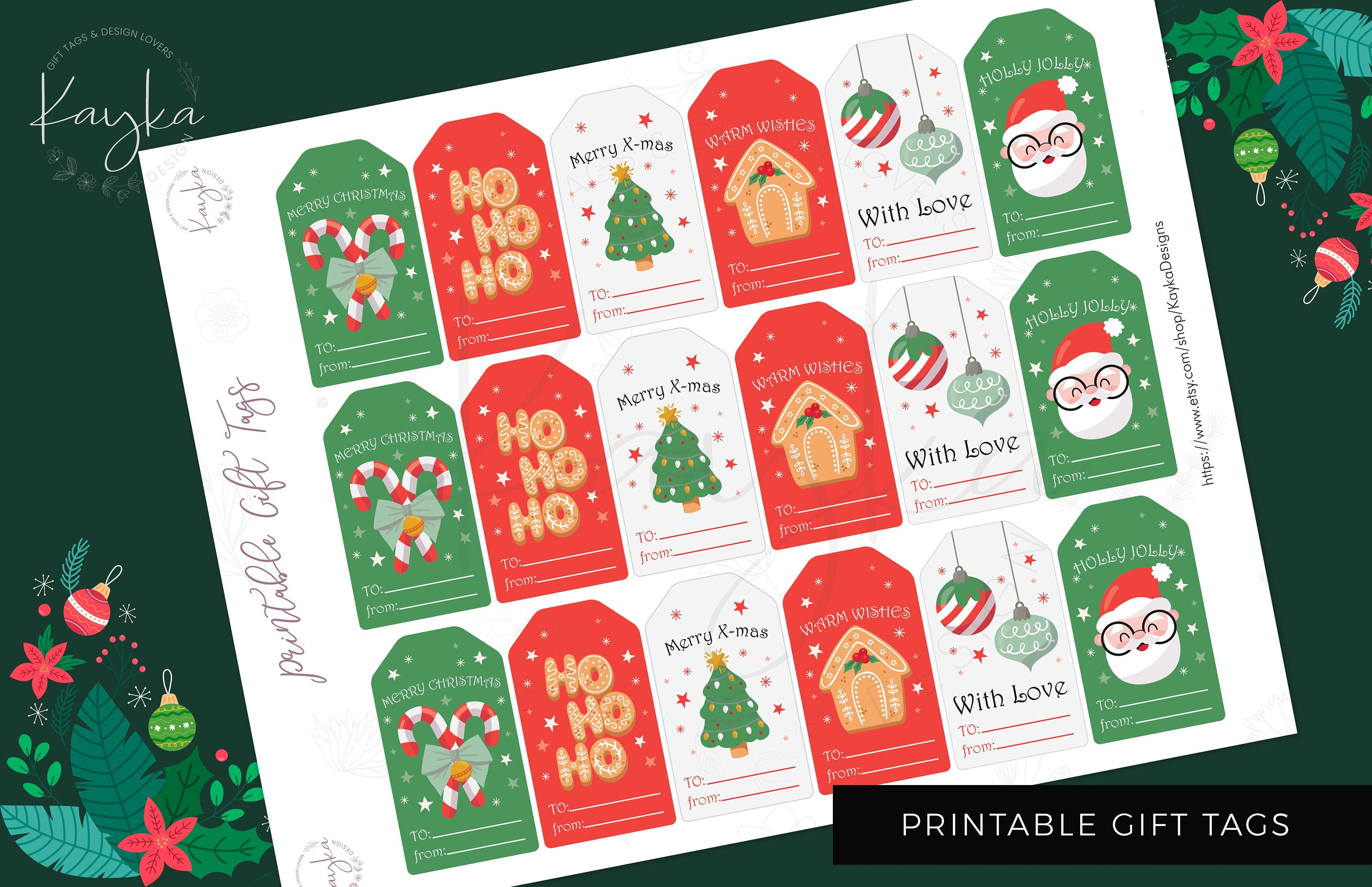 Printable Christmas Gift Tags Mix | Merry Christmas to / From Gift Tags ...