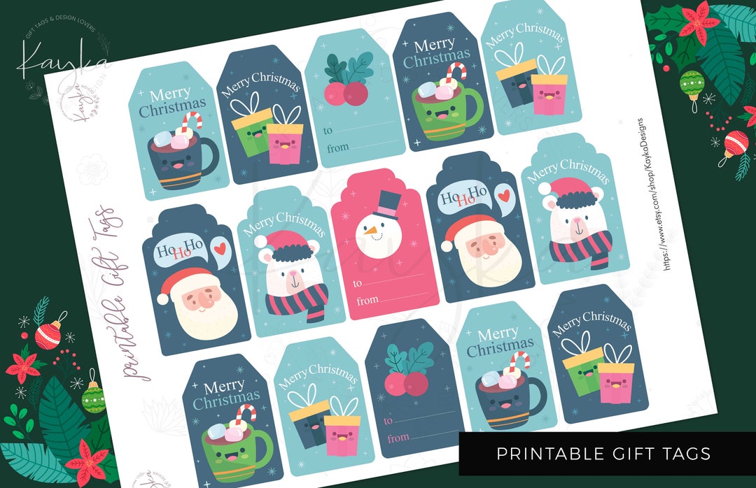 Printable Christmas Mini Gift Tags | Merry Christmas Mini Tags Digital ...