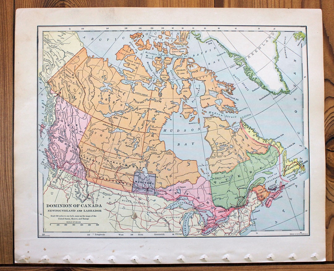 Dominion of Canada Large Map - 1901 Natural Advanced Geography - Atlas ...