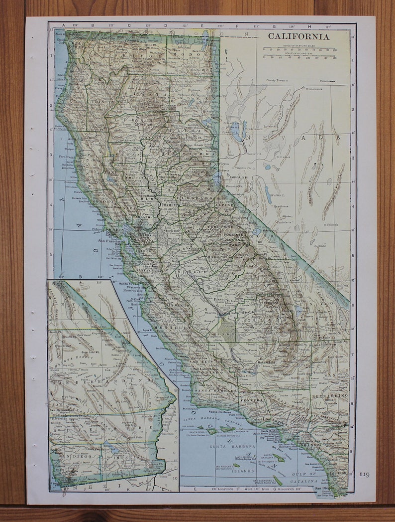 California or Colorado Large Map, 1943 Columbia Standard Illustrated ...