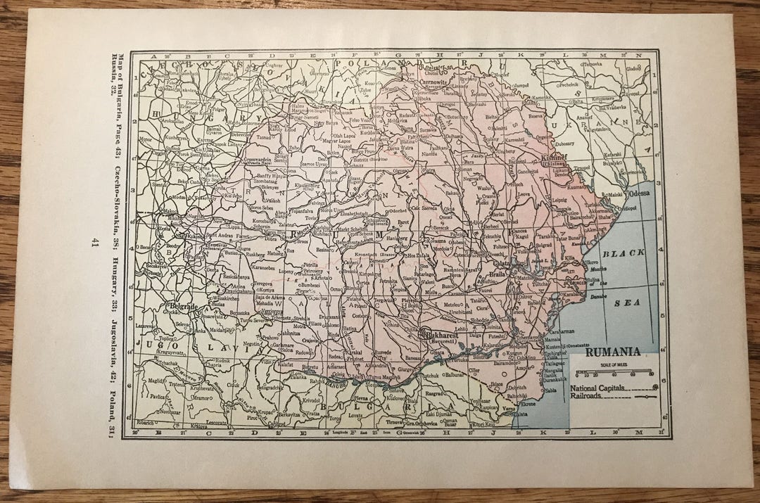 Rumania Map or Jugo-slavia Map - 1927 the Literary Digest Atlas of the ...