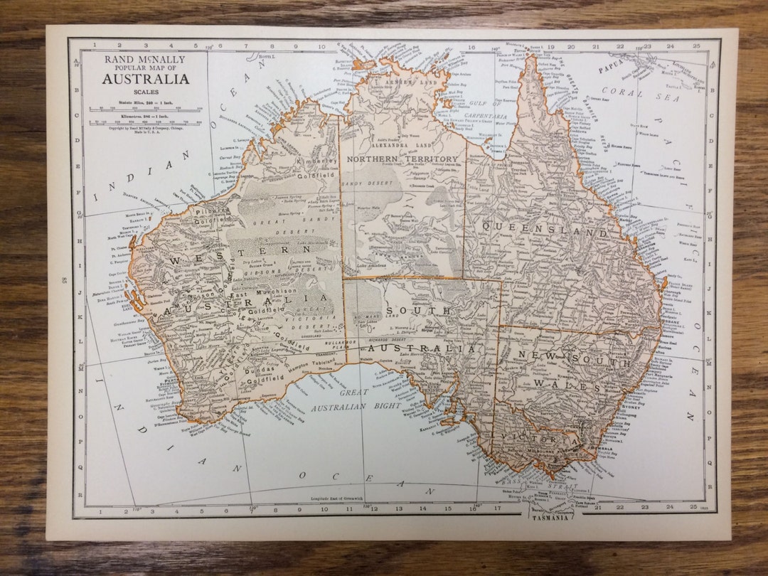 Australia or Philippine Islands Large Map - 1925 the Columbian Atlas ...